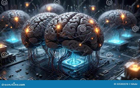 Quantum Computer Style Realistic 3d Fusion Of Human Brains Biological