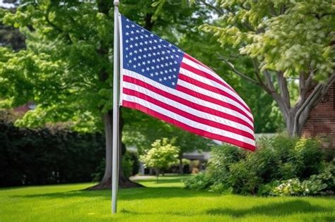 Bandeira Americana Tremulando Em Um Mastro Generative Ai Foto Premium