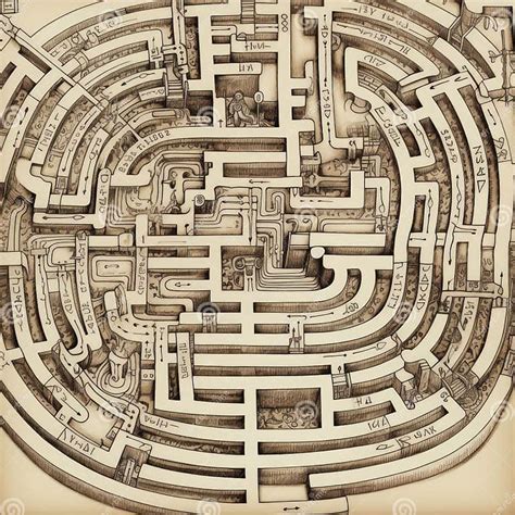 A Maze Drawing Made From Scratch With The Inside View Of The Complex Stock Illustration