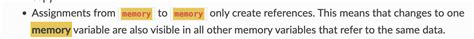 Assignments From Memory To Memory Do Not Always Creates References