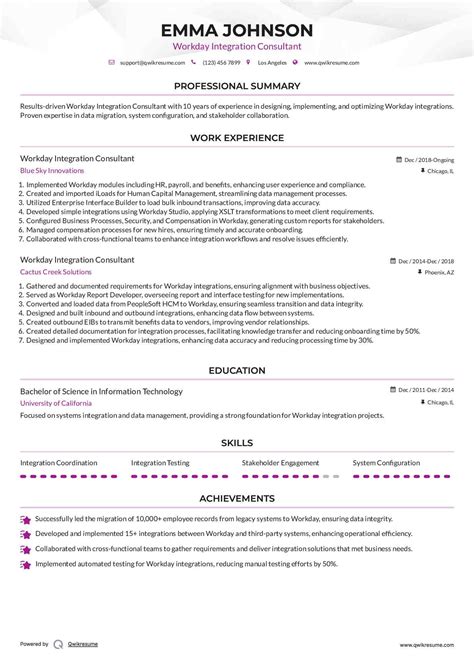 10 Workday Integration Consultant Resume Samples And Templates For 2025