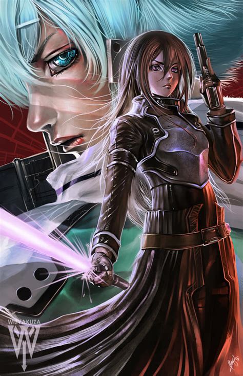 Kirito And Sinon By Wizyakuza On Deviantart