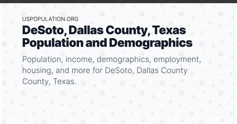 Desoto Dallas County Texas Population Income Demographics