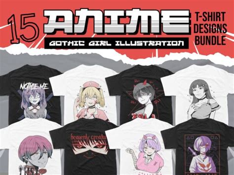 Anime Gothic Girl T Shirt Designs Bundle Dark Anime Japanese Vector