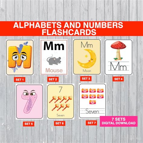 Alphabets And Numbers Flashcards Set Montessori Flashcards Pre School