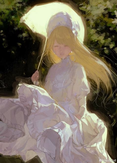 Seapall Original Highres 1girl Blonde Hair Blush Closed Eyes