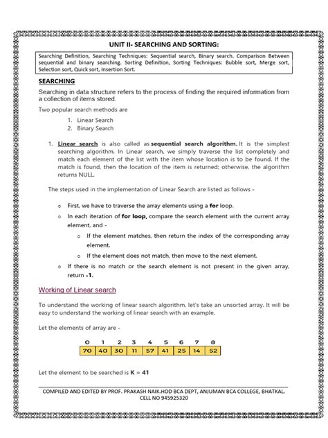 Unit Ii Searching And Sorting Pdf