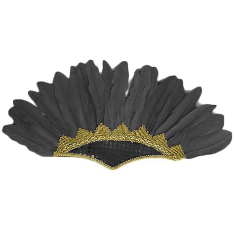 Cocar De Índio Dourado De Penas Com Lantejoulas Apollo Festas