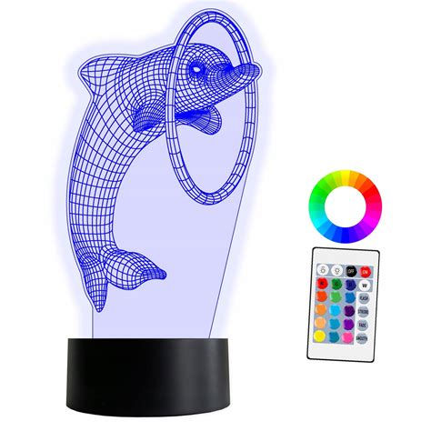 XL Lampka LED 3D 16 kolorów Delfin Pilot Inna marka Sklep EMPIK