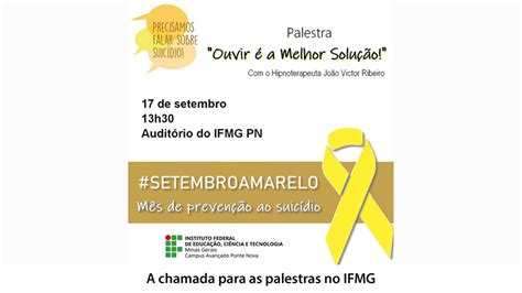 Sequência De Palestras Do Setembro Amarelo Folha De Ponte Nova