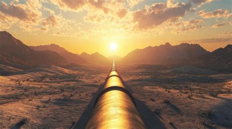 Pipeline Towards Sunset 3d Illustration Premium Ai Generated Image