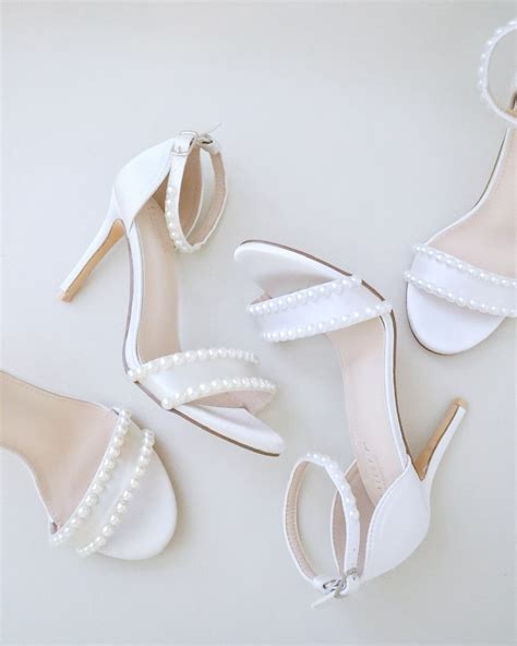 Satin High Heel Wedding Sandals With Pearls Wedding Heels Sandals