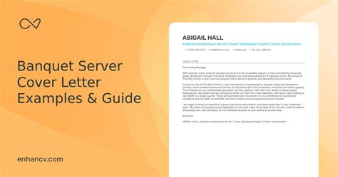 Professional Banquet Server Cover Letter Examples And Template For 2025