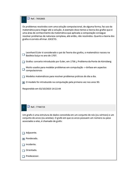 Ava 2 Algoritmos Em Grafos Estácio Pdf Teoria Dos Gráficos Vértice Teoria Dos Gráficos
