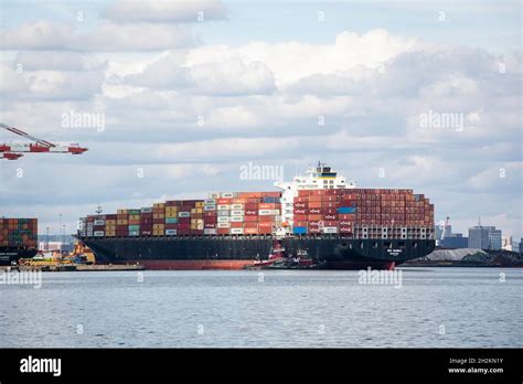 Shipping Containers Cargo Ships Arrive At Port Newark Container