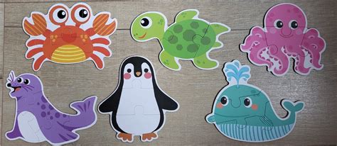 Puzzels 6 In 1 6 Puzzels In Blik Puzzel Waterdieren Puzzel Voor