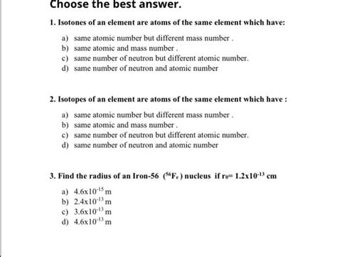 Solved 1 Isotones Of An Element Are Atoms Of The Same