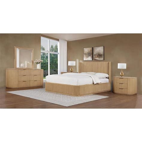 Best Master Furniture Qetora 5 Piece California King Light Oak Wood