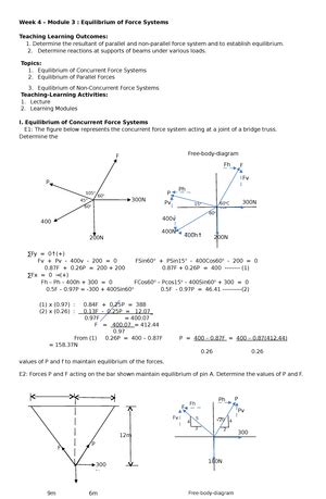Module Resultant Of Force System Learning Plan Lesson No Lesson Title Resultant Of