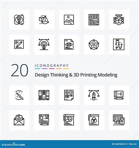 20 Design Thinking And D Printing Modeling Line Icon Pack Like Mobile