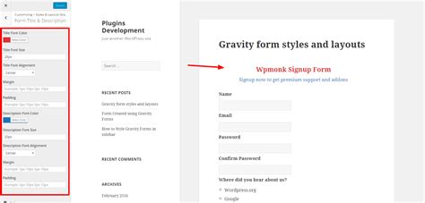 how to style gravity form title and description wpmonks