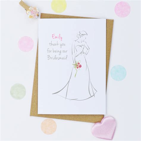 Personalised Thank You Bridesmaid Card By Andrea Fays