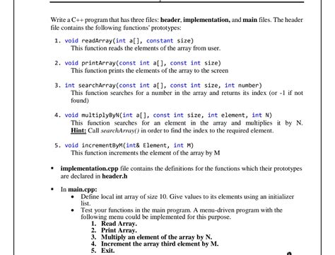 Solved Write A C Program That Has Three Files Header Chegg