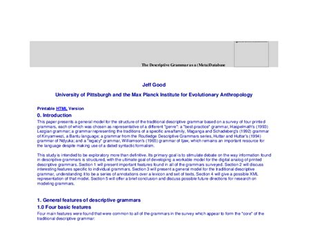 Pdf The Descriptive Grammar As A Metadatabase