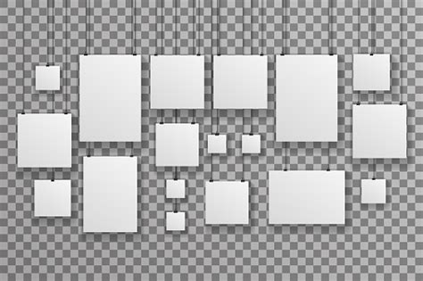 디자인 벡터 일러스트 레이 션을 포스터 사진 화랑 꽉 밧줄 종이 큰 작은 현실적인 아이콘 집합된 템플릿 배경 모의 투명 벽 0명에 대한 스톡 벡터 아트 및 기타 이미지