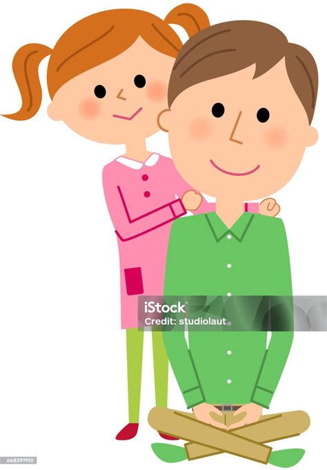 Vetores De Pai E Filho Massagem Nos Ombros E Mais Imagens De