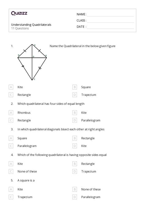 50 Quadrilaterals Worksheets For 8th Class On Quizizz Free Printable