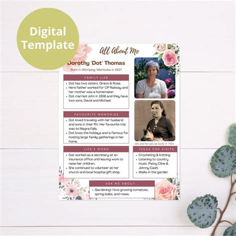 Dementia Template Etsy