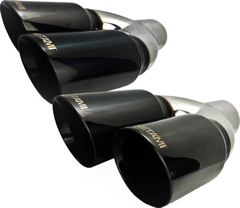 Amazon Netami To Quad Staggered Exhaust Tips Stainless Steel Black Chrome A Pair