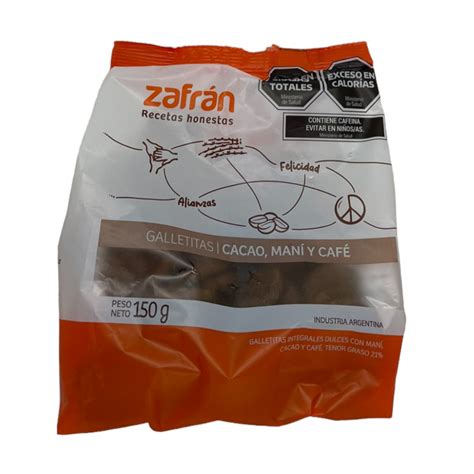 Galletitas De Cacao ManÍ Y CafÉ 150gr ZafrÁn Biomarket