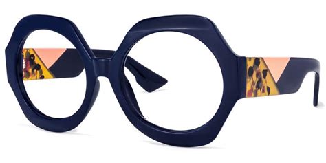 Geoffrey Geometric Dark Blue Glasses Zeelool Optical Blue Glasses