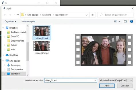 ELIGIENDO VIDEO DE ENTRADA DETECCIÓN FACIAL GUI con Tkinter y