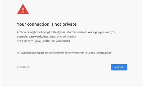 Como corrigir o erro de navegação Sua conexão não é privada
