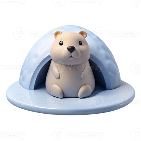Cute Cartoon Animal Sitting In An Igloo 52559176 Png