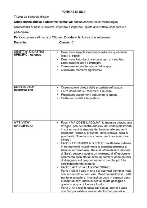 Uda Unità Didattica Di Apprendimento Docsity