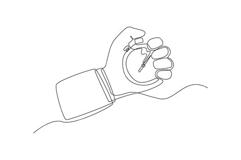 Dessin Au Trait Continu Homme Daffaires Tenant Un Chronomètre Concept