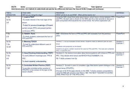 Celta Example Stage Plan Pdf