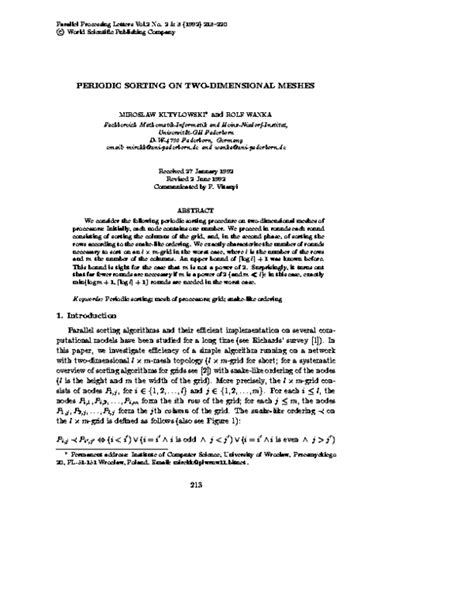 Pdf Periodic Sorting On Two Dimensional Meshes