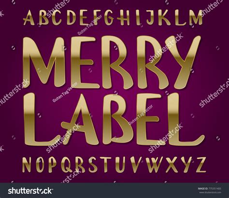 Merry Label Typeface Golden Font Isolated Royalty Free Stock Vector