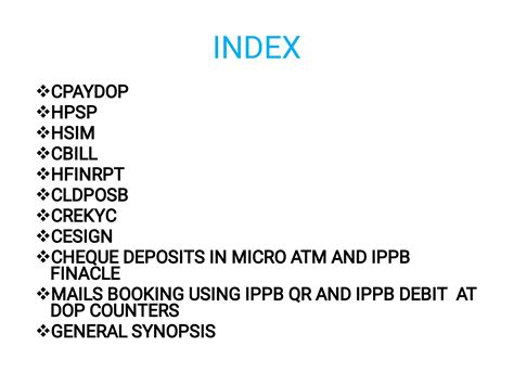 ippb finacle commands list of updated ippb finacle commands menus