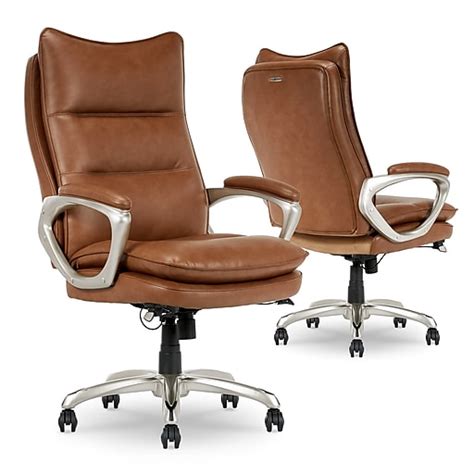 La Z Boy Jenkins Bonded Leather Swivel Executive Chair Brown 60075