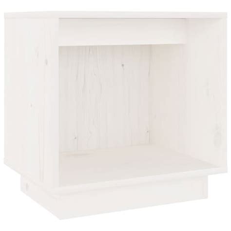 Bedside Table Made Of Solid Pine Wood With White Colour Finish 40x40 Cm