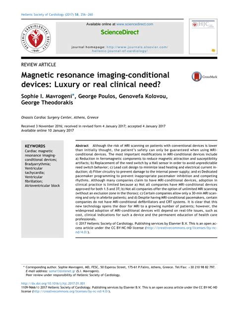 Pdf Magnetic Resonance Imaging Conditional Devices Luxury Or Real Clinical Need