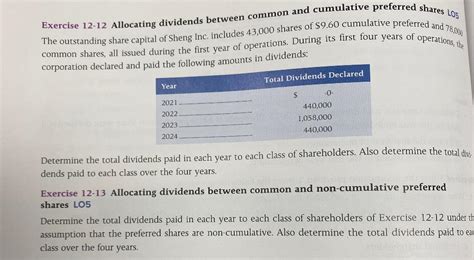 solved exercise 12 12 allocating dividends between common