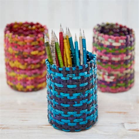 Recycled Newspaper Round Pencil Holder By Paper High