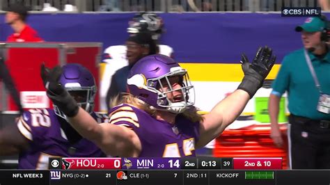 Minnesota Vikings Linebacker Andrew Van Ginkel Clamps Down On Houston Texans Quarterback C J